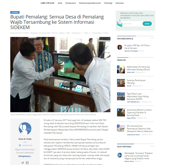 Onno W Purbo dan PUSPINDES – Program Pusat Pengembangan Informatika dan Desa